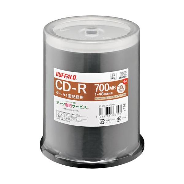 《メーカー》（株）バッファロー《品番》RO-CR07D-105PWZ《特長》●保存可能なデータの目安:700MB●バックアップや保存ディスクの作成に●インクジェットプリンター対応ホワイトレーベル●バッファロー製外付けドライブで動作確認済み●...