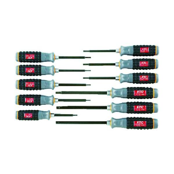 《メーカー》京都機械工具（株）《品番》TD1TH11《特長》●軸の根元についた六角形状で、スパナなどを掛けて回すことができます。●グリップエンドのサイズ表示で先端形状の区別ができます。《用途》●汎用工具《仕様》●セット内容(本):11●セッ...