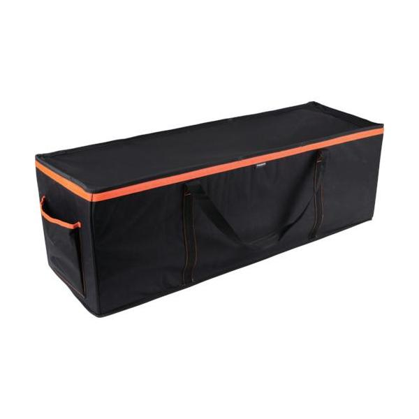 《メーカー》トラスコ中山（株）《品番》TRK90-LF《特長》●収納バケットとして使用できます。●コンパクトに折りたためます。●フタはファスナーで開閉します。《用途》《仕様》●色:ブラック●幅(mm):900●奥行(mm):300●高さ(m...