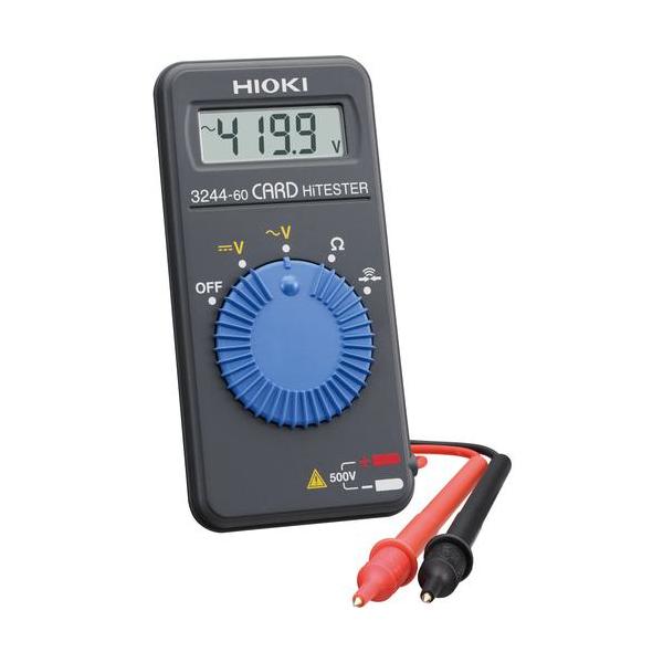 《メーカー》日置電機（株）《品番》3244-60《特長》●重さわずか60g、厚さ9.5mmのカードサイズです。●フルオートレンジでオートパワーセーブ機能付きです。●コンセントの奥まで届くプローブ先端長15mm、金メッキを採用です。●安全に配...