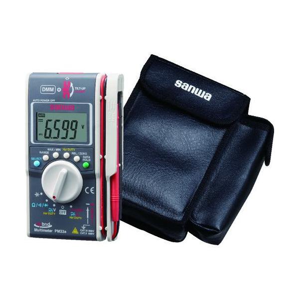 《メーカー》三和電気計器（株）《品番》PM33AC《特長》●ポケットサイズのマルチメーターとクランプメーターの複合機です。●クランプはU字型、薄さ7mm、クランプ径Φ10mmで、0〜180°まで角度変更可能です。●MIN/MAX値のホールド...