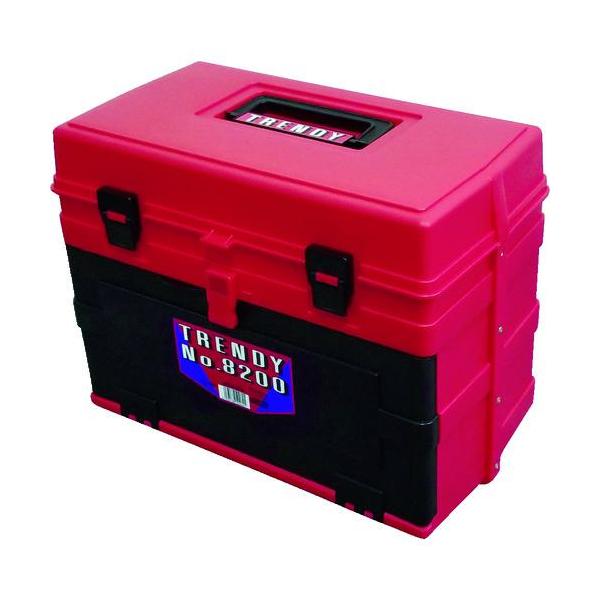 《メーカー》明邦化学工業（株）《品番》NO8200《特長》●3段引き出し式ツールボックスです。●上段にも大容量のフリー収納スペースがあります。《用途》●現場・家庭での小型中型ツール、ライトツールの収納に。《仕様》●色:レッド●外形寸法(mm...