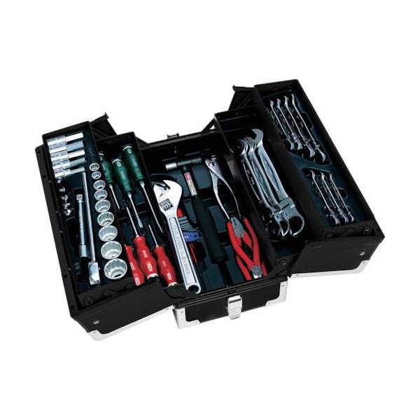 《メーカー》ＴＯＮＥ（株）《品番》TSH430BK《特長》●工具を厳選し、各種産業機械の整備に適したセットです。●ヘキサゴンソケット、ラチェットめがねレンチを含んだセットです。《用途》《仕様》●ケース色:マットブラック●ケース寸法(mm)間...