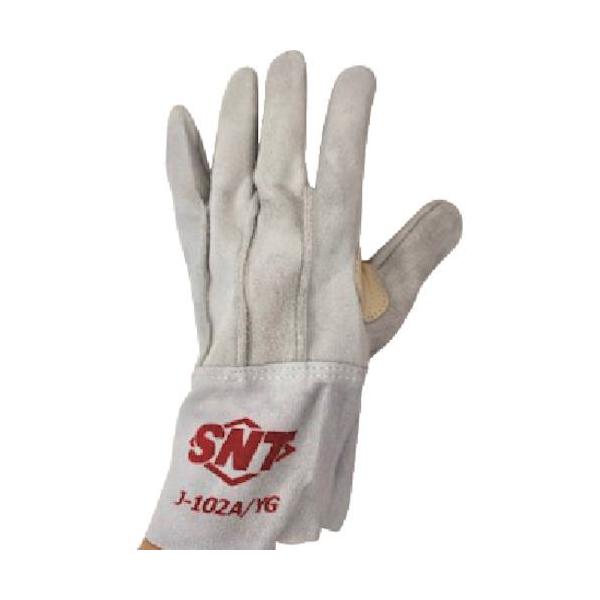 《メーカー》新日本トーカ貿易（株）《品番》J-102A-YG《特長》●最高級・牛A革のみで製造しているので、洗っても柔らかく縮みにくいです。●ロングカフにより手首まで保護できます。●親指付け根を牛表革で補強しています。●火、熱、摩擦に強い縫...