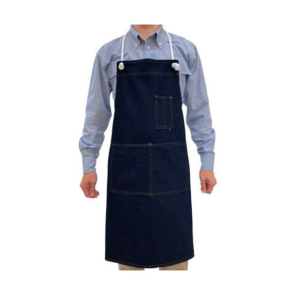《メーカー》トーマセンイ（株）《品番》407-M《特長》●ハードな使用にも耐えるデニム素材のエプロンです。●肩紐は太い丸紐を使用していますすので食い込みにくく着用感抜群です。●フロントには大型ポケットが2つ、胸には便利なペン差しポケットを装...
