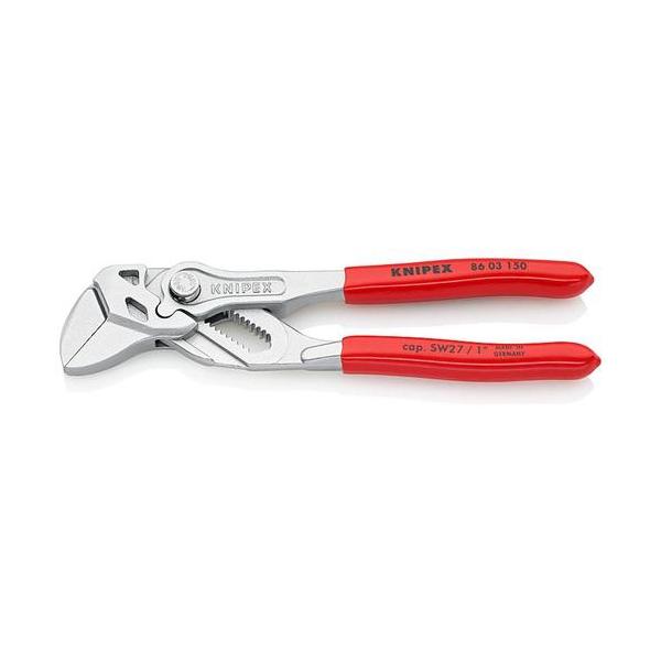 《メーカー》ＫＮＩＰＥＸ社《品番》8603-150《特長》●つかみ面がフラットで、対象物に傷をつけません。●プッシュボタンにより素早く簡単にアゴの幅を細かく調節できます。●つかみ面は常に平行に可動し、ミリ・インチを問わず使用できます。●特殊...