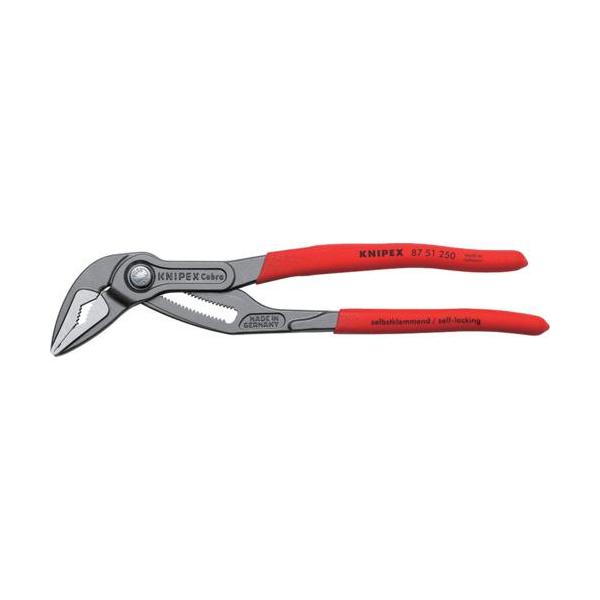 《メーカー》ＫＮＩＰＥＸ社《品番》8751-250《特長》●ヘッド部やジョイント部がスリムになっており、挟い場所での作業に最適です。●プッシュボタンを押すだけで片手で簡単にサイズを調節できます。●アゴの開き調整はプッシュボタンにて行うため、...