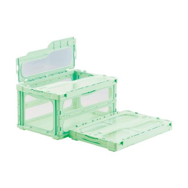 《メーカー》三甲（株）《品番》SKMLO-C-40B-GR《特長》●スライドロック付で、安心して輸送できます。●マドコンよりも最大20％軽く、折りたたんだ際に30％薄くなっています。●明るいカラーと透明度の高い窓部で、底面以外のどこからでも...