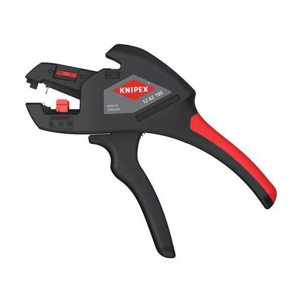 《メーカー》ＫＮＩＰＥＸ社《品番》1262-180《特長》●様々な導体断面に自動的に適合し、導体を傷つけません。●手の届きにくい部分に使用できるように、ヘッドが細くなっています。●連続作業の際に、剥ぎ取り長さを同じにする長さ調整ストッパー（...