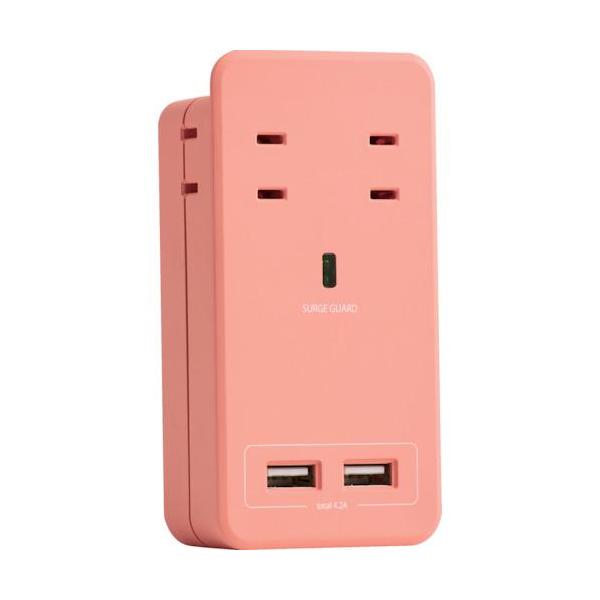 《メーカー》（株）ファーゴ《品番》CT221CP《特長》●スマホスタンド機能付きです。●急速充電対応4.2A USBポート付きです。《用途》《仕様》●コンセント数:4個口●色:コーラルピンク●幅(mm):77●奥行(mm):130●高さ(m...