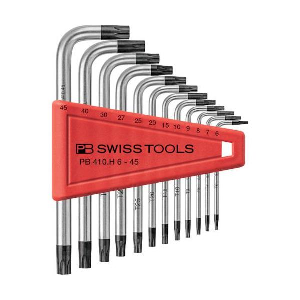 《メーカー》ＰＢスイスツールズ社《品番》410H/6-45《特長》●スタンダードなL型ヘクスローブレンチのセットです。●セットを綺麗に収納できるホルダー付きです。《用途》《仕様》●セット内容(本):12●セット内容:トルクスT6、T7、T8...