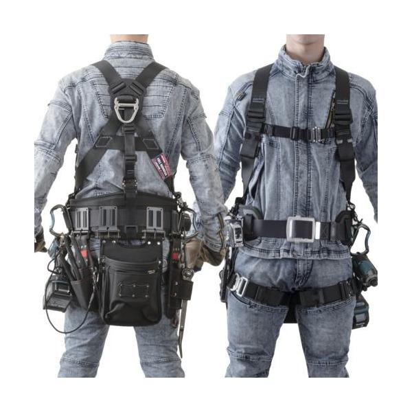 《メーカー》藤井電工（株）《品番》TH-521-OT-BLK-M-BX《特長》●両腰・背部のアタッチメントで3点支持、多くの腰道具を装着した際も胴ベルトのズレを抑制します。●腰部から腿部に繋がるベルトが左右2本で構成され無駄がなく、腰周りの...