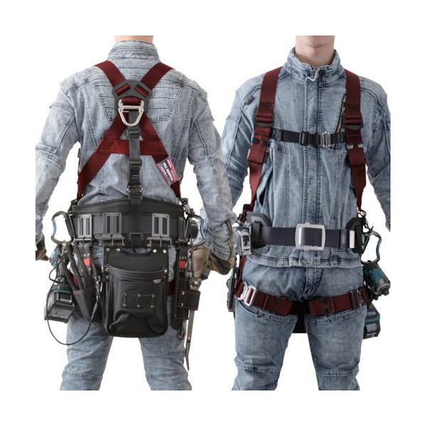 《メーカー》藤井電工（株）《品番》TH-521-OT-DR-L-BX《特長》●両腰・背部のアタッチメントで3点支持、多くの腰道具を装着した際も胴ベルトのズレを抑制します。●腰部から腿部に繋がるベルトが左右2本で構成され無駄がなく、腰周りの道...