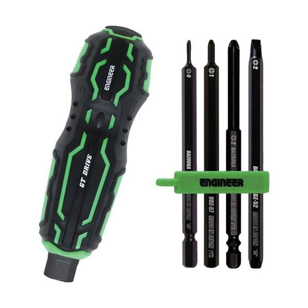 《メーカー》（株）エンジニア《品番》DZ-76《特長》●GTドライヴ(DZ-70)と潰れたプラスネジを外せるネジバズーカ4本組(DBZ-22)のセット。●独自の先端形状により、潰れたネジを外せます。●軽症用ビットは潰れたネジを叩かずに外せま...