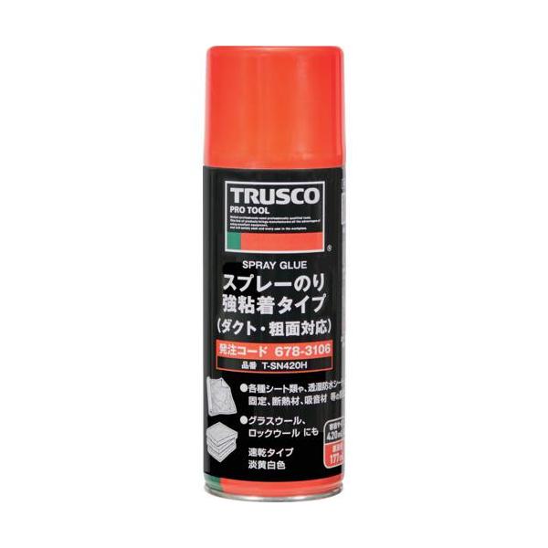 《メーカー》トラスコ中山（株）《品番》T-SN420H《特長》●速乾性ですぐれた接着力を発揮します。●厚いもの、表面が凸凹の材料にも適した強粘着タイプです。●くもの巣状の噴射パターンで、凸凹面にもしっかり浸透します。●色が目立たず綺麗に仕上...