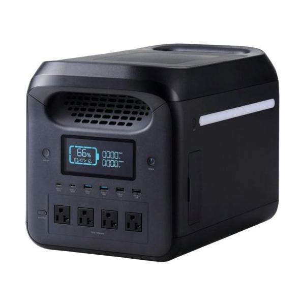 《メーカー》エレコム（株）《品番》DE-PS1200PBK《特長》●電源のない場所でも家電製品の使用やデバイスの充電などを可能にする、AC・DC・USB出力対応の1228.8Wh ポータブル電源です。●安全性が高く長寿命のリン酸鉄リチウムイ...