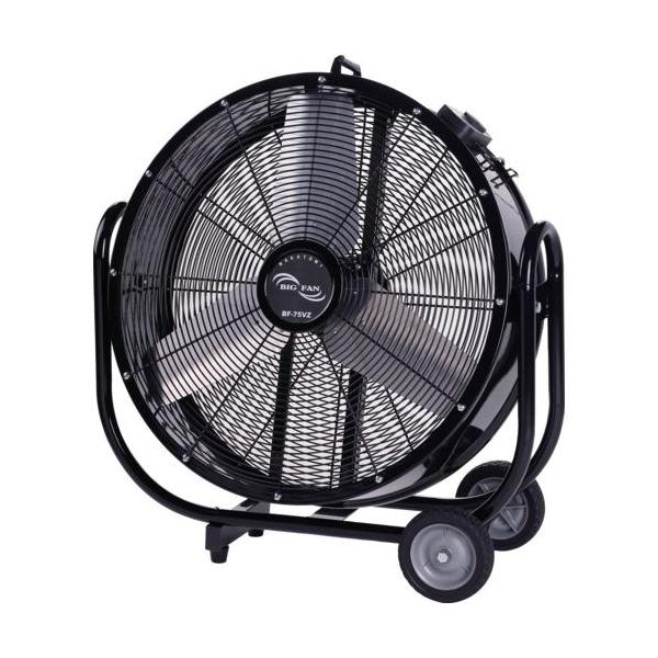 《メーカー》（株）ナカトミ《品番》BF-75VZ《特長》●サーマルプロテクター（復帰式過熱保護装置）付モーターを使用しております。●上下方向の角度調節が可能です。●取っ手・タイヤ付で移動が簡単にできます。●チリやホコリの侵入を防ぐ全閉式モー...