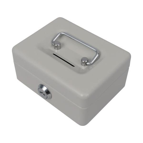 《メーカー》カール事務器（株）《品番》CB-8055-D《特長》●無人販売・募金箱に最適です。●簡単キーロック付きです。●設置場所に固定できるネジ穴付きです。《用途》《仕様》●容量(L):0.2●色:グレー●本体寸法(mm)間口:125●本...