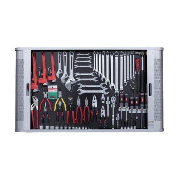 《メーカー》京都機械工具（株）《品番》MK83《特長》●一般機械整備向けに入組品を吟味したセット内容で、保守・点検用に最適です。●壁掛けタイプのケースを採用した工具セットで、スペースを有効に活用できます。●ケースに製品の影絵が施してあるので...