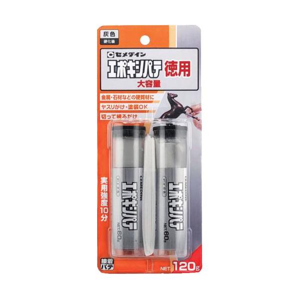 《メーカー》セメダイン（株）《品番》HC-015《特長》●金属のように固まるパテです。●切って練るだけ、硬化後は塗装ができます。《用途》●家具、ブロック塀、石材等の欠けた部分の復元補修やくぼみ部、深い亀裂、傷跡の充てんに。《仕様》●色:灰色...
