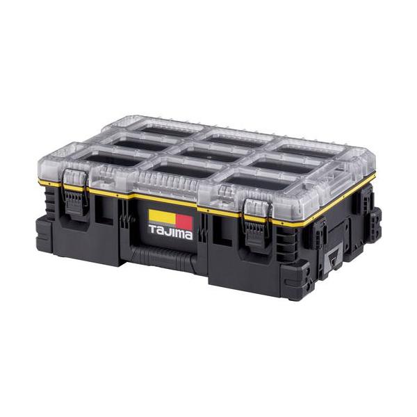 《メーカー》（株）ＴＪＭデザイン《品番》TB-PBOXL《特長》●セフボックス・セフ台車シリーズ/タジマセフシステム対象品です。●工具や配管部材等の収納に適したツールボックスです。●透明なトップカバーでフタを開けずに中身の確認が可能です。●...