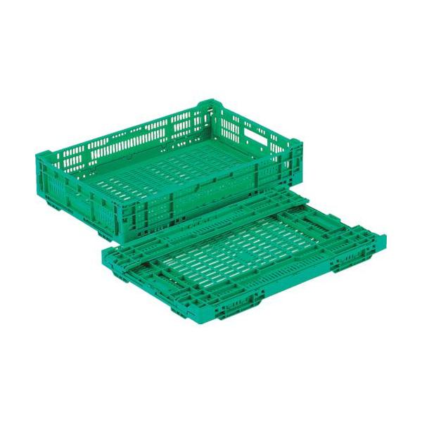 《メーカー》岐阜プラスチック工業（株）《品番》RS-MM22《特長》●薄型、メッシュタイプの折りたたみコンテナです。●通気性、洗浄性に優れたコンテナです。●農産物の予冷に適しています。●底面はメッシュです。●側面４コーナーでロックします。●...