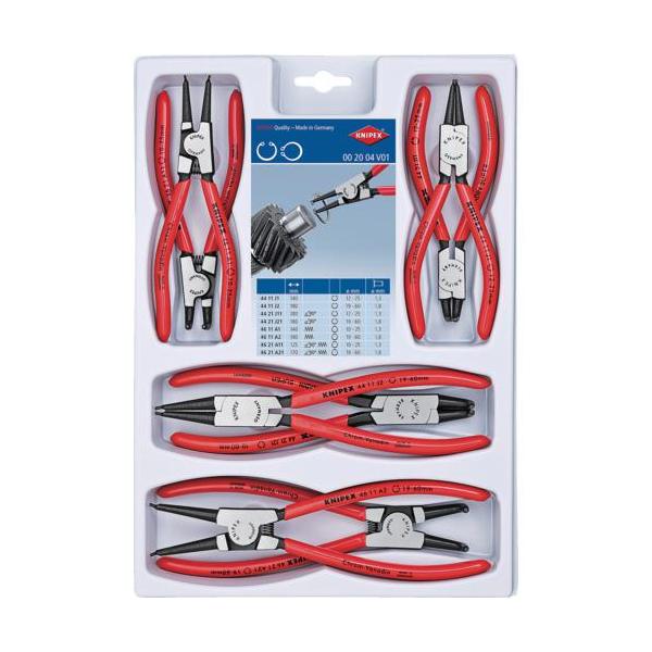 《メーカー》ＫＮＩＰＥＸ社《品番》002004V01《特長》●使用頻度の高い軸用・穴用精密スナップリングプライヤーのセットです。●収納に便利なプラスチック製のケースを使用しています。《用途》《仕様》●リング使用範囲(mm):(穴用)Φ12-...