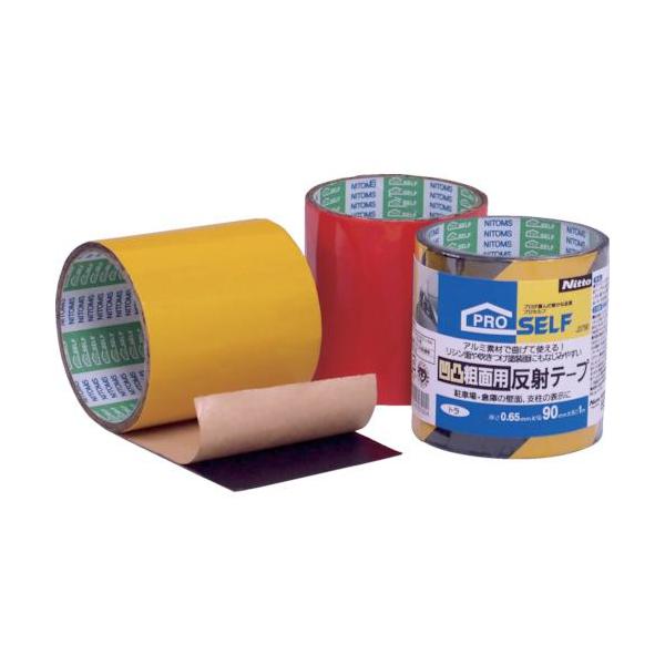 《メーカー》（株）ニトムズ《品番》J3791《特長》●凹凸面に貼れる反射テープです。●外壁・駐車場・倉庫の壁面や支柱などコンクリート面にもしっかりフィットします。《用途》●リシン面や吹付け塗装面箇所の反射に。《仕様》●色:赤●幅(mm):9...