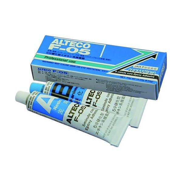 《メーカー》（株）アルテコ《品番》F05-70G《特長》●5分で硬化する混合比１:１の２液混合エポキシ接着剤です。●速硬化なので急を要する場面での補修・充填・接着に威力を発揮します。●JAIA F☆☆☆☆/ 4VOC 基準適合●各種含有調査...
