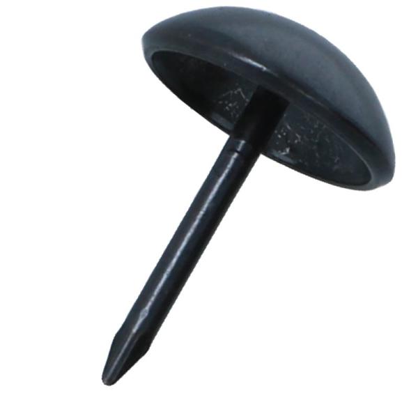 材質は鉄で、黒塗りしてあります。●用途:釘の頭かくしに使用します。かざり鋲としても使用できます。●材質:鉄 ●表面処理:黒塗り ●長さ・厚み:19 [関連ワード] ねじ・ボルト・ナット・ワッシャー 釘・鋲 鋲 たいこ鋲 アイアンブラック