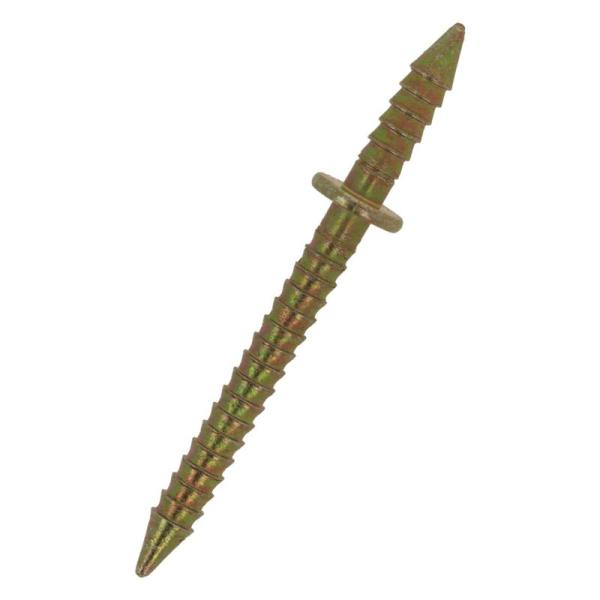 材質は鉄で、クロメートめっき(黄色っぽい色合い)。●用途:木と木の張り合わせに使用。●材質:鉄 ●表面処理:クロメートめっき ●呼び径:#15(1.83) ●長さ・厚み:32 [関連ワード] ねじ・ボルト・ナット・ワッシャー 釘・鋲 特殊釘...