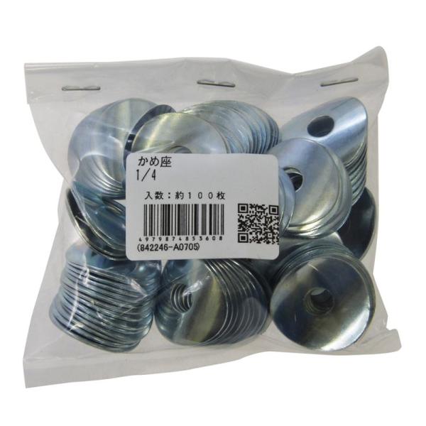 波板のカーブに合い、固定に便利です。●用途:波板の取り付けにフックボルトやスポンジと組み合わせて使用します。●材質:鉄 ●表面処理:ユニクロめっき ●規格:インチねじ ●呼び径:1/4 [関連ワード] 建築資材 波板 波板用部材 亀座金 ユニクロ