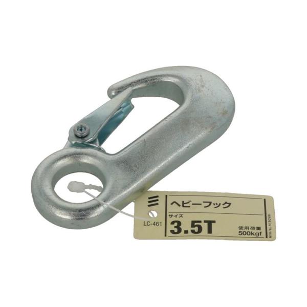 材質は鉄で、ユニクロめっき。鍛造品。●用途:重量物の吊り下げに使用。●原産国:台湾●材質:鉄 ●表面処理:ユニクロめっき [関連ワード] 建築金物 荷役金具 フック ヘビーフック ユニクロ