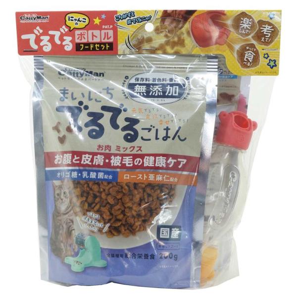 転がすとボトルの両サイドからおやつが出てくる知育玩具とフードのセット。【原産国】日本【原材料】とうもろこし、小麦粉、肉類(チキンミール、チキンレバーパウダー、ビーフパウダー)、コーングルテンミール、動物油脂、大豆、白身魚ミール、酵母エキス、...