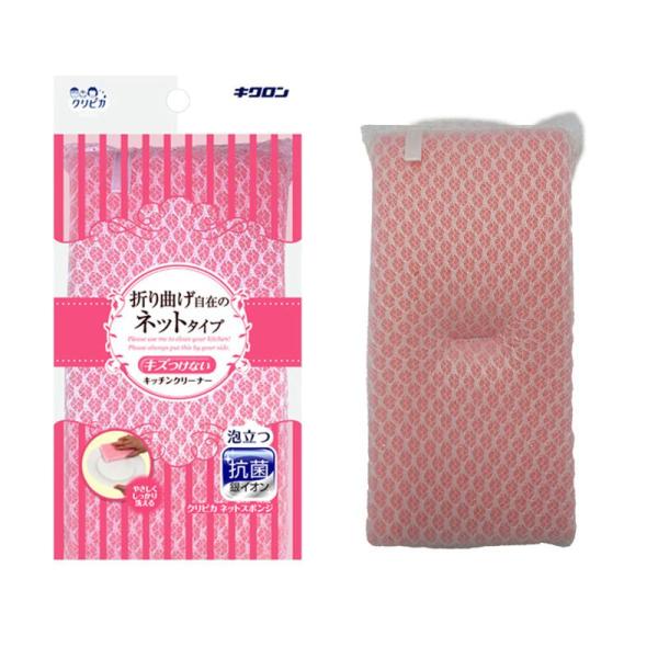 細かい編み目のネットで異物が入りにくく、中心のエクボ縫製がスポンジの偏りを防いで、二つ折り洗いがしやすくなっています。銀イオン抗菌加工です。【表示成分】ネット/ポリエステル、スポンジ/ポリウレタン、ヒモ/ポリエステル【原産国】中華人民共和国