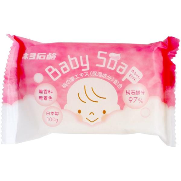 純石鹸97％赤ちやん、敏感肌の方にもお使いいただけます。【表示成分】カリ含有石ケン素地、グリセリン、モモ葉エキス、水、BG、PEG75、エチドロン酸4Na【使用方法】洗顔から手洗い【原産国】日本