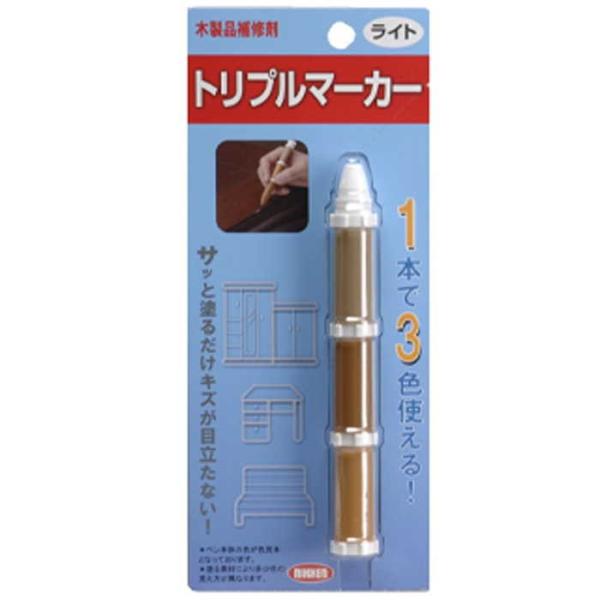 ハウスボックスサッとに塗るだけでキズが目立たない。１本に３色のマーカー。≪商品特徴≫●木製品の擦りキズや色褪せを手軽に補修。●１本で３色のロケットマーカータイプです。≪仕様≫●成分：アルコール、染料、合成樹脂≪注意事項≫●使用前に目立たない...