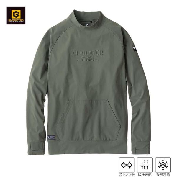 シャリシャリ冷感＋軽量＋4方向ストレッチにモックネックと胸の立体プリントがポイントのGLADIATORシャツアウトドアやスポーティな着こなしにも最適【特徴】・XS〜3XLまで幅広いサイズに対応・XS、Sはユニセックスサイズ・熱伝導に優れた繊...