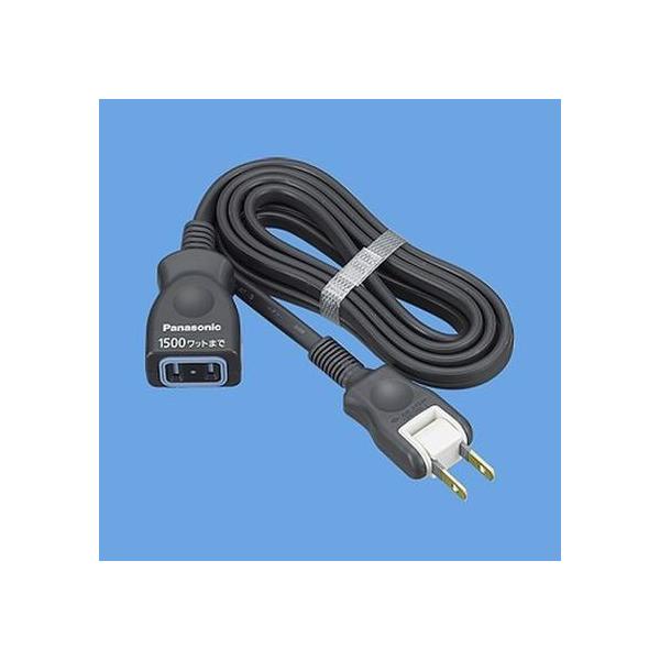 パナソニック ＷＨＡ４９１２ＢＰ●パック商品●ブラック色●定格：１５Ａ−１２５Ｖ−１５００Ｗまで●１コ口●スナップキャップ・２ｍコード付●安全設計扉・パッキン付コンセント[　　一般配線　配線　延長コード　]