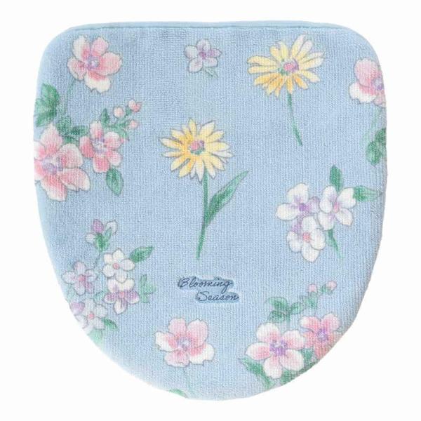 植物とお花をモチーフにしたボタニカル柄の「ブルーミングシーズン」シリーズの蓋カバーです。洗浄暖房型・普通型（O型・U型）兼用です。裏面に吸着シートが付いていて、ピタッと貼り付けるだけで簡単に装着できます。抗菌防臭加工が施されているので、清潔...