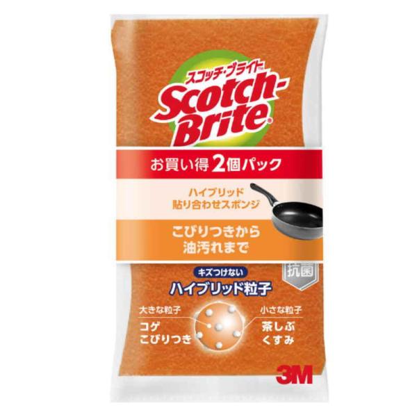 ウレタンスポンジとナイロン不織布（ハイブリッド研磨粒子つき）の貼り合わせスポンジです。にぎりやすい波形タイプです。フッ素加工のフライパン、ホーロー、ココット鍋やお茶碗におすすめです。ハイブリッド研磨粒子つきの不織布面で、コゲやこびりつき、茶...