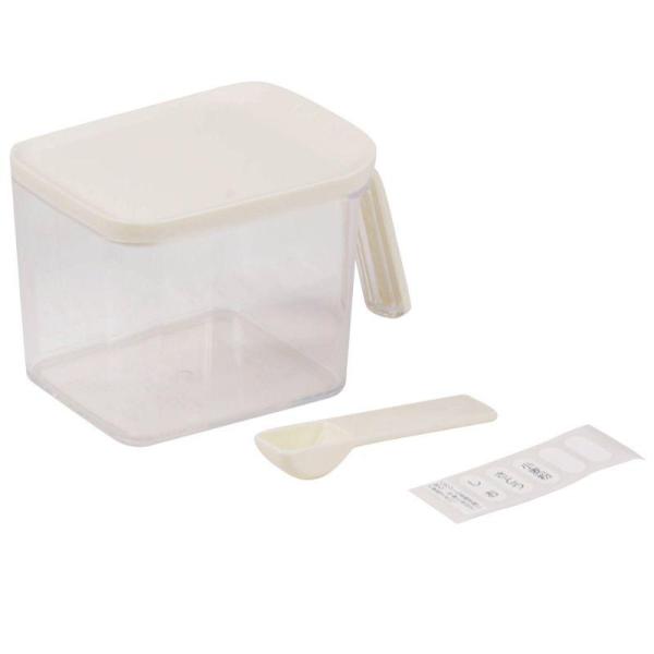 ●小さじ1(5ml)スプーン付●フタは外れるので洗いやすい●製品サイズ（約）／95×155×95mm●製品重量（約）／122g●容量／640●材質／ストッカー：ポリスチレン（耐熱温度70℃ 耐冷温度-30℃） スプーン：ポリプロピレン（耐熱...