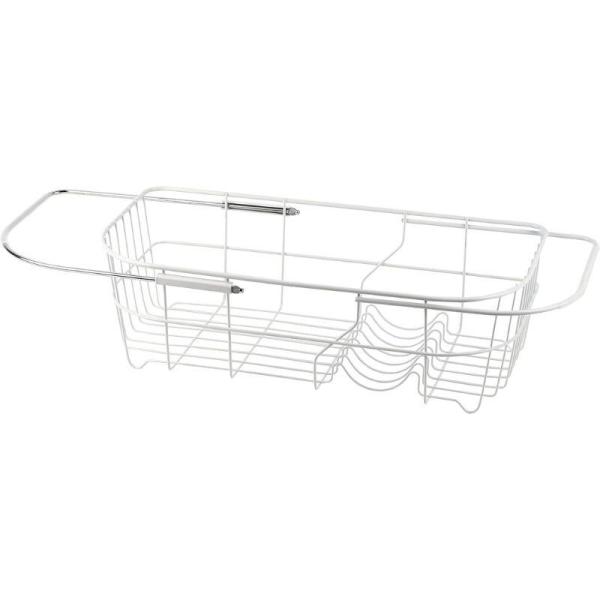 シンクに渡して、シンク内を利用して水切りお皿を立てて置けるので水切れ抜群スライドするので約43~53cmのシンクに対応製品サイズ（約）：210×450〜550×125mm製品重量（約）：533g材質：本体：鉄（エポキシ樹脂塗装） 保護チュー...