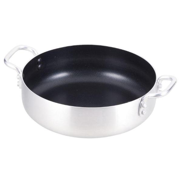 鍋の内面はこびりつきにくく傷つきにくいダイヤモンドコート。製品サイズ（約）：265×205×75mm製品重量（約）：392g板厚：2.3容量：1.9L材質：表面加工：内面：ふっ素樹脂塗膜加工 材料の種類：本体：アルミニウム合金 はり底：ステ...