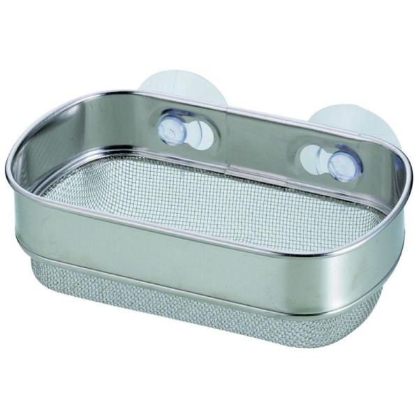 ステンレス製のタワシ入れです。この製品は、キッチンでのスポンジやタワシの収納に便利製品サイズ（約）：190×115×70mm製品重量（約）：112g材質：本体：ステンレス鋼 吸着盤：塩化ビニル原産国：中国