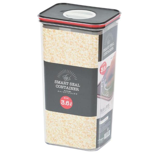 スマートシールコンテナは、気密性と防水性が高く、ドライフードもウェットフードも保存可能製品サイズ（約）：155×125×290mm製品重量（約）：416g容量：3.6L材質：ふた上部：ABS樹脂、ふた下部・つまみ：ポリプロピレン、容器：AS...