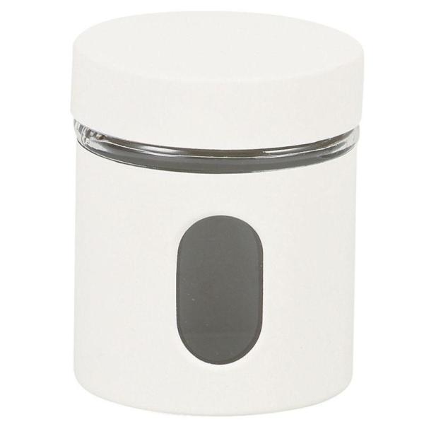 並べて収納しても一目で中身を確認できます製品サイズ（約）：外径85×100mm製品重量（約）：368g容量：380ml材質：本体：ソーダガラス カバー・ふた：鉄（紛体塗装） ふた内側：ポリエチレン原産国：中国