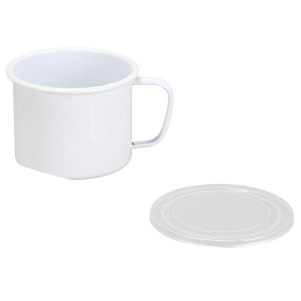 表面はガラス質でつやのある質感使い勝手の良い、ちょうど良いサイズ 清潔製品サイズ（約）：170×135×105mm製品重量（約）：308g板厚：0.5容量：1L材質：表面加工：ほうろう 材料の種類：本体・取っ手：ほうろう用鋼板原産国：中国