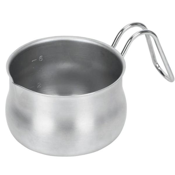 オール熱源対応製品サイズ（約）：全長185×幅125×95mm製品重量（約）：265g板厚：0.7容量：0.8L材質：本体：ステンレス鋼(クロム18％ ニッケル8％） 取っ手：ステンレス鋼（クロム13％）その他：IH不可原産国：日本