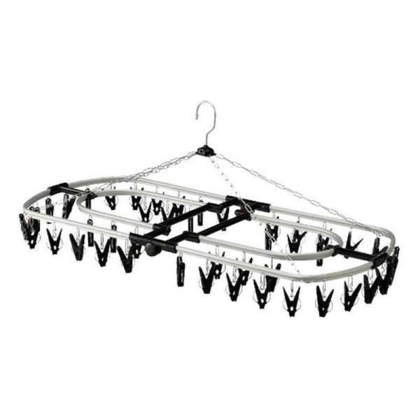 たっぷり干せる44ピンチの角ハンガーです。フックが自立するので高いところにも掛けやすいです。二重配置のピンチなので、中が見えないように隠し干しできます。ねじれやたわみに強いリブ付きアルミフレームです。チェーンなしフック構造なのでピンチが絡む...